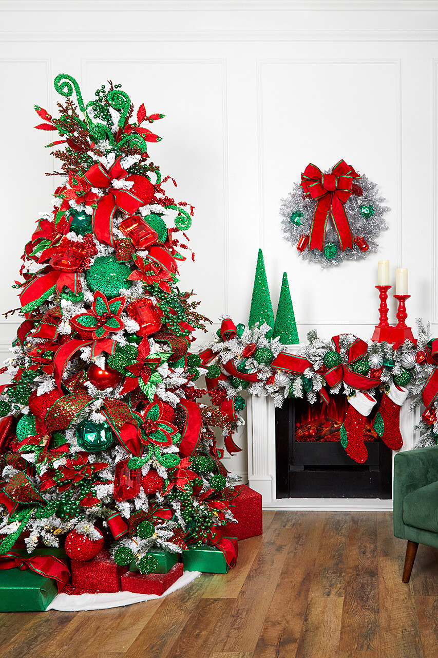Holiday Sparkle Christmas Decor Bundle | Red Christmas Tree Decorations ...
