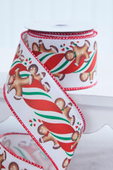2.5" x 10 Yard Gingerbread Man Wired Ribbon - Decorator's Warehouse