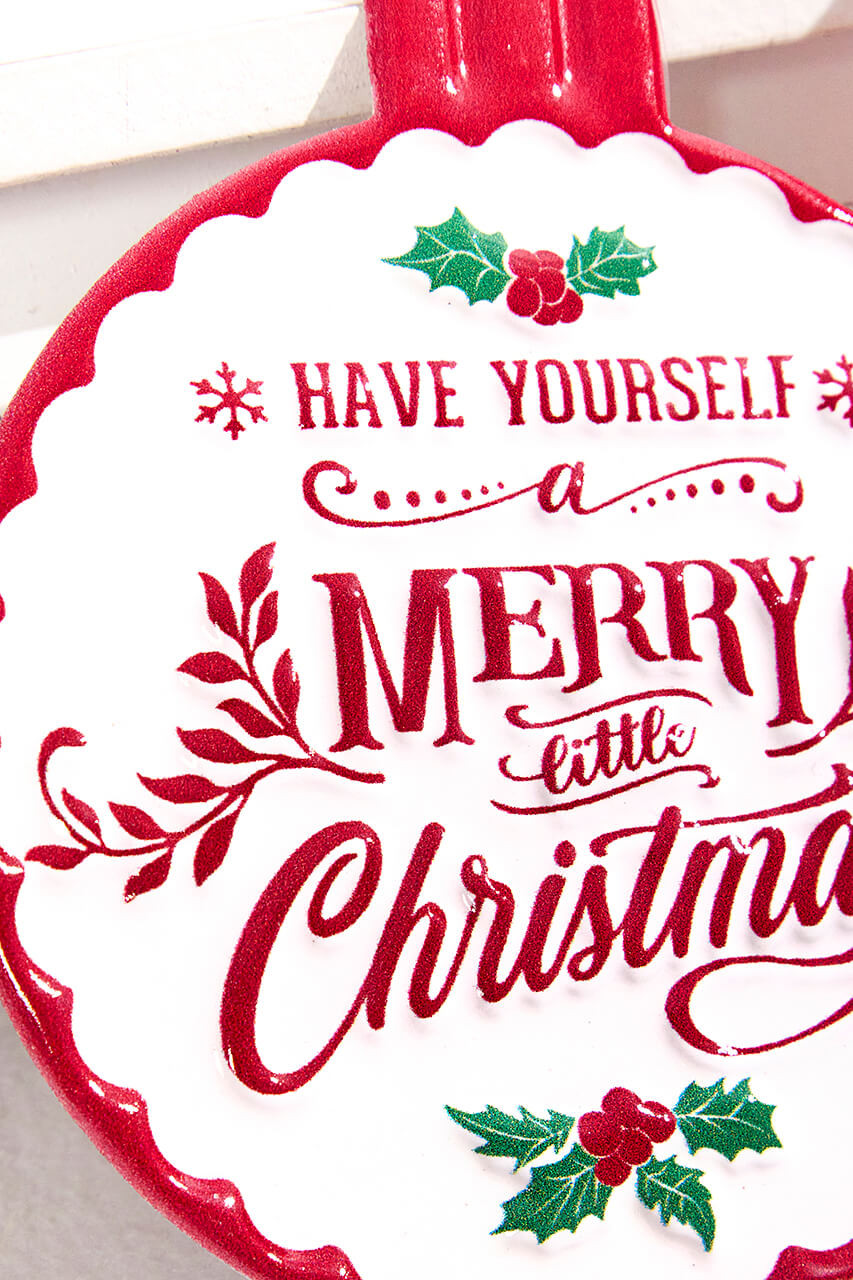 7" Metal Merry Christmas Ornament Sign - Decorator's Warehouse