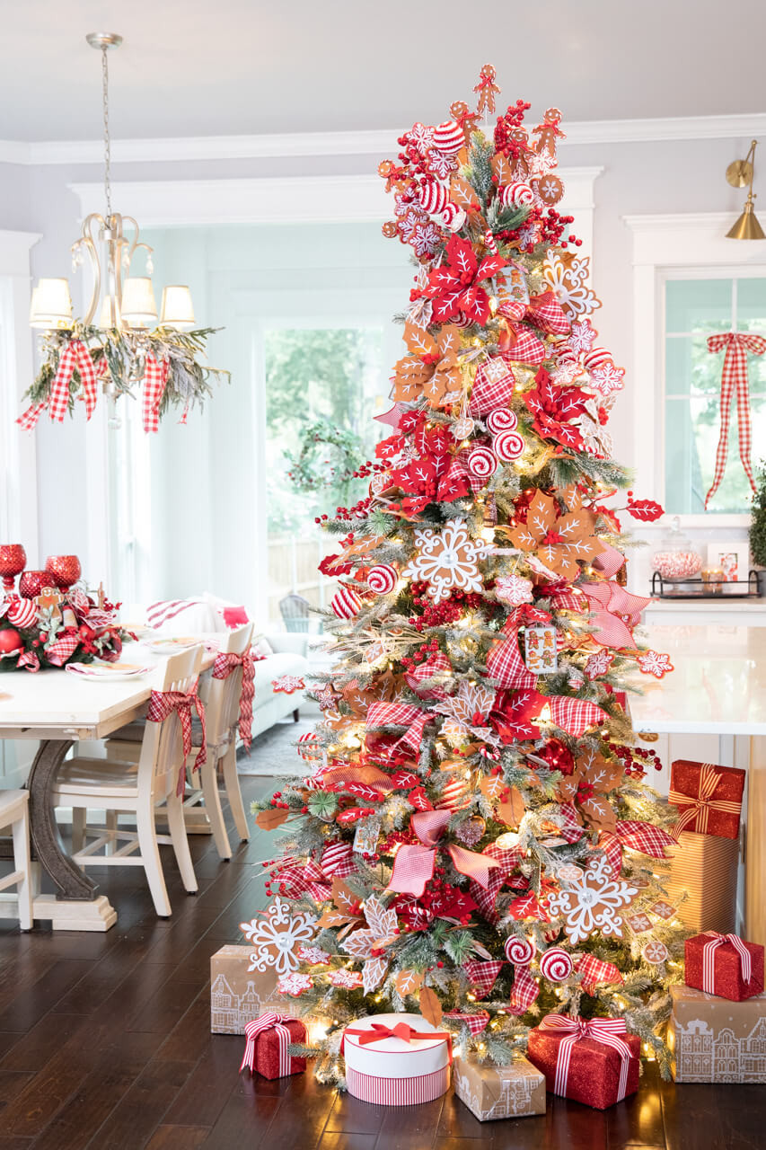 21” Gingerbread Poinsettia Stem with Red Berries - Decorator's Warehouse