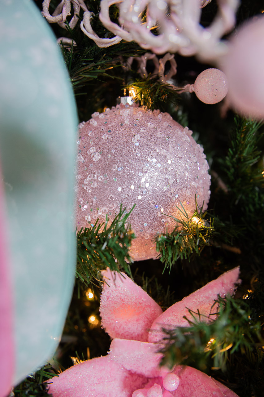 15cm Ice Sugared Gumdrop Ball Ornament Pink - Decorator's Warehouse