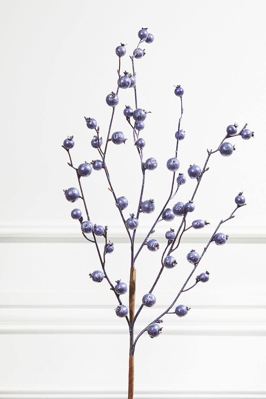 30” Metallic Navy Mini Pomegranate Christmas Spray - Decorator's Warehouse