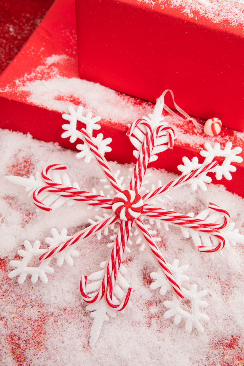 12" Acrylic Peppermint Snowflake Large Ornament - Decorator's Warehouse