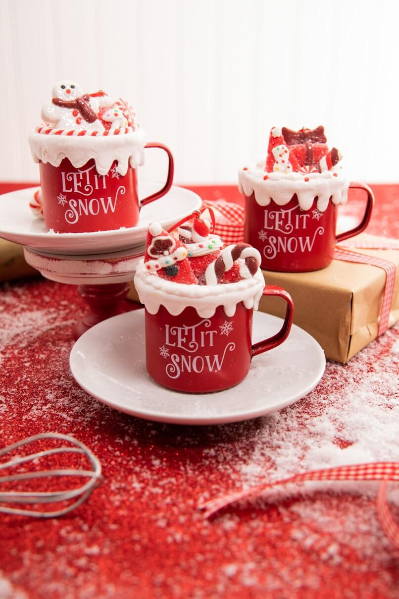 3.5” Let It Snow Clay Dough Candy Mug with Candy Cane Ornament ...