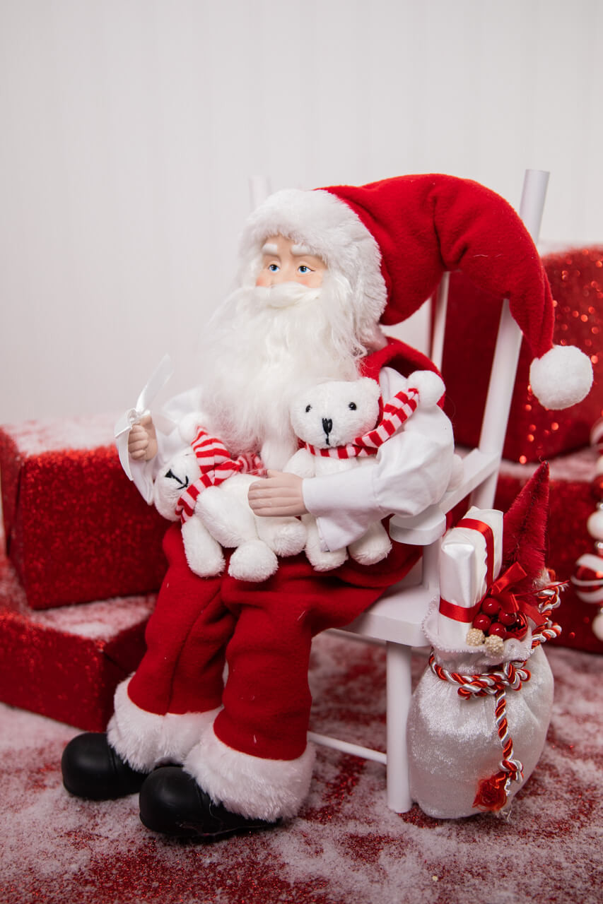 14” Santa in Chair With Bears - Decorator's Warehouse