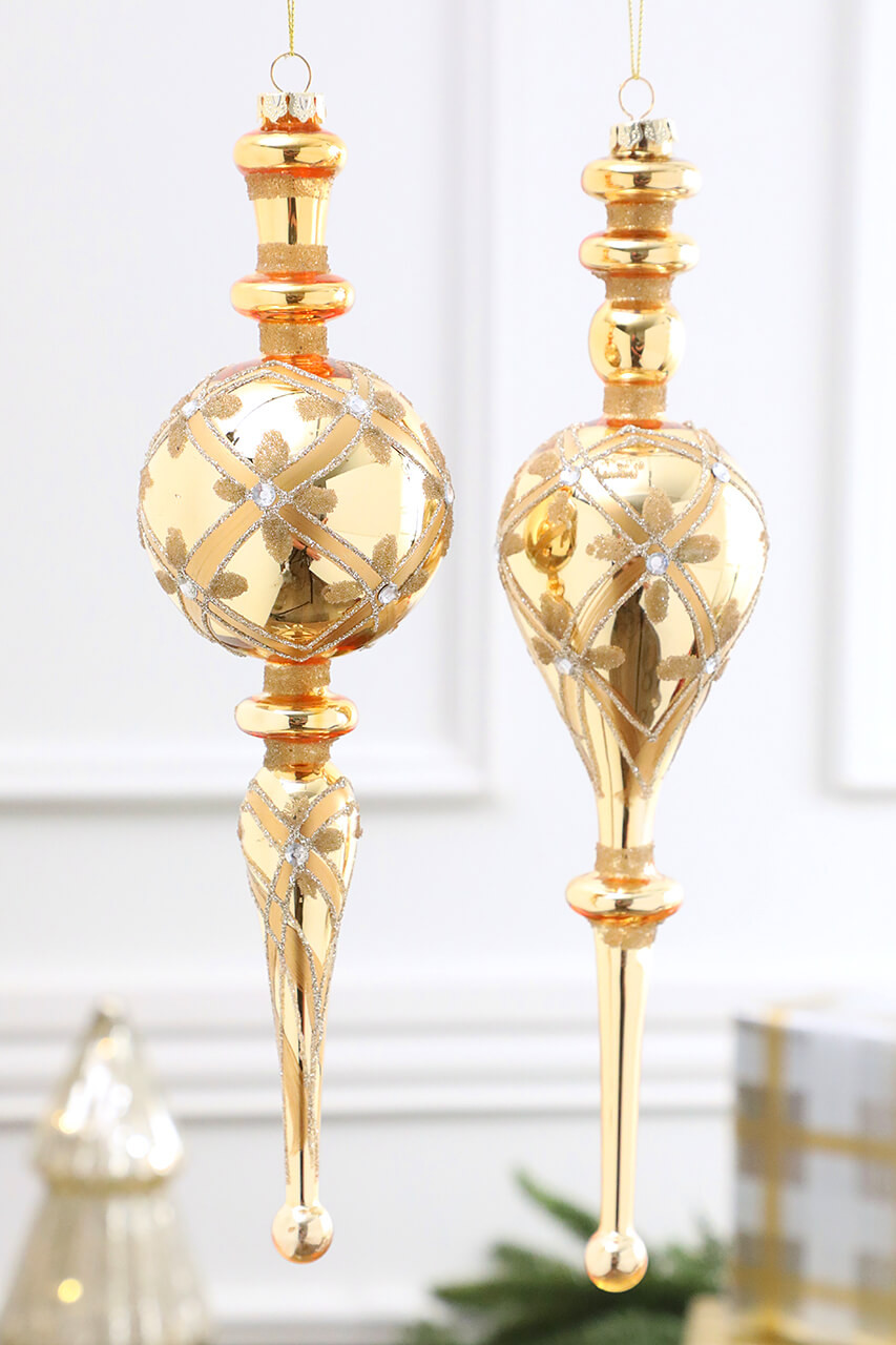 11.8” Glass Finial Ornament - Decorator's Warehouse