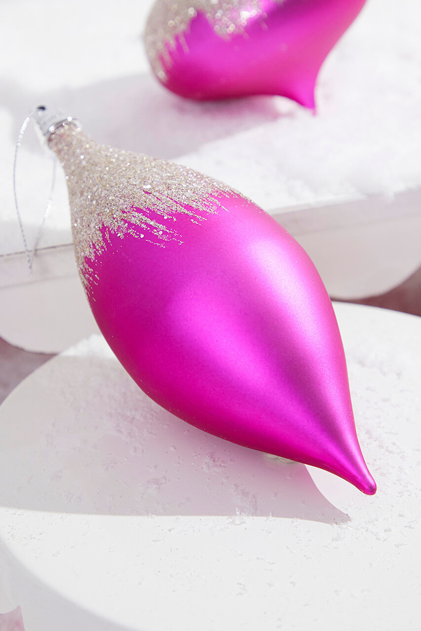 7" Fuchsia Frost Drop Ornament - Decorator's Warehouse