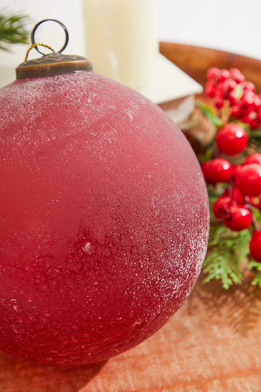 6" Frosted Ruby Glass Ornament - Decorator's Warehouse