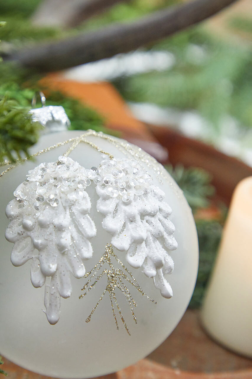 4" Glass Jewel Pine Cone Ball Ornament - Decorator's Warehouse