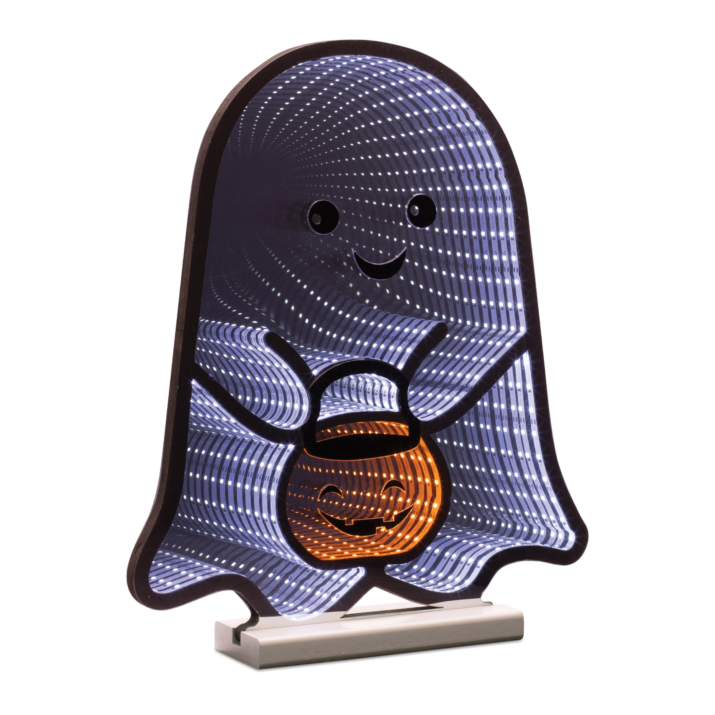 16"H Ghost with Candy Bucket Infinity Light - Decorator's Warehouse