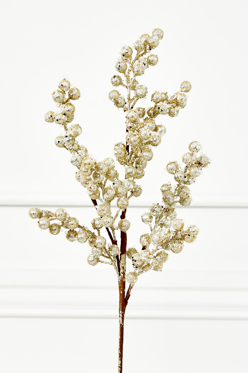 27" Beaded Iced Berry Spray - Platinum - Decorator's Warehouse