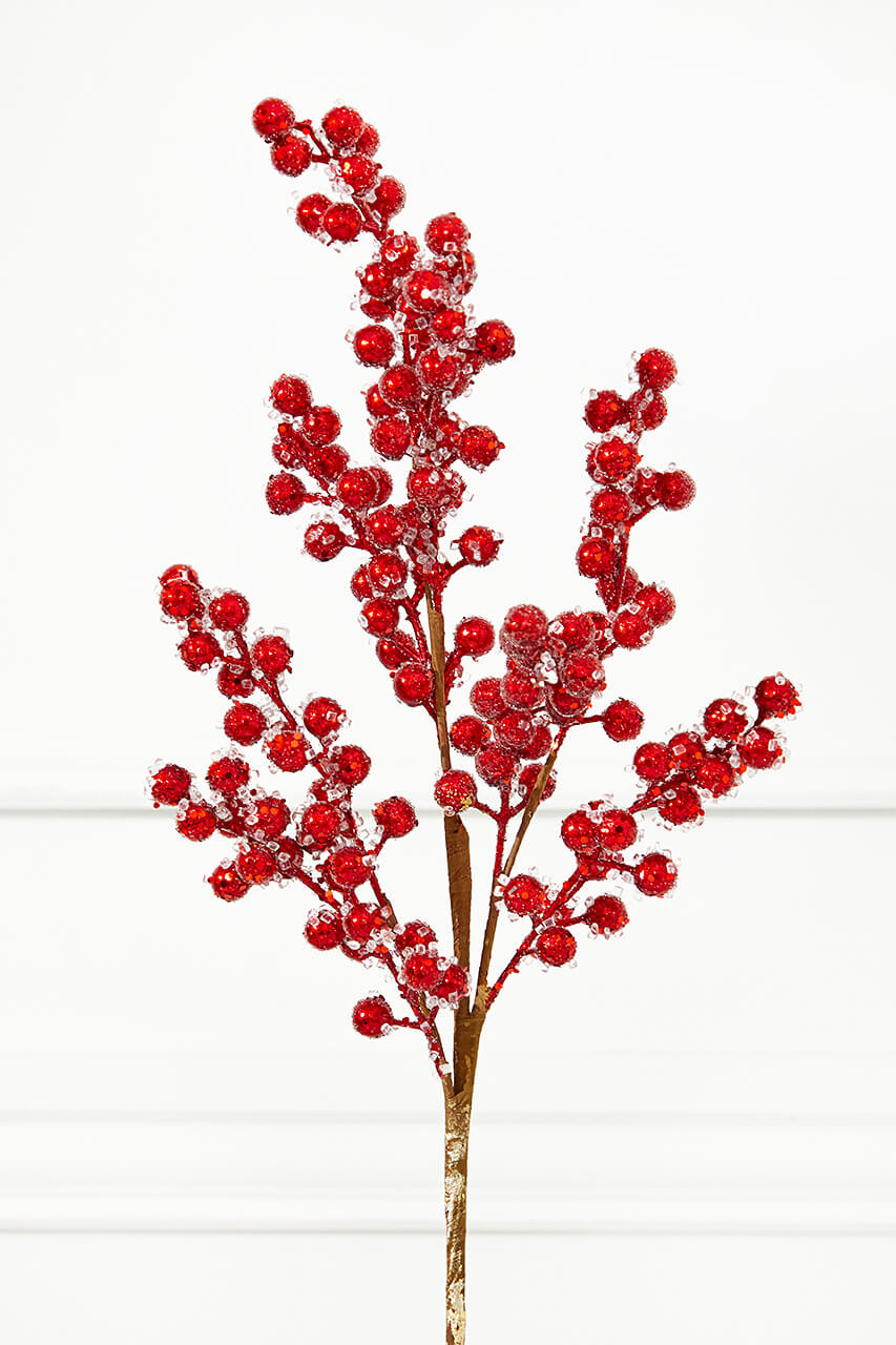 27" Beaded Iced Berry Spray - Champagne - Decorator's Warehouse