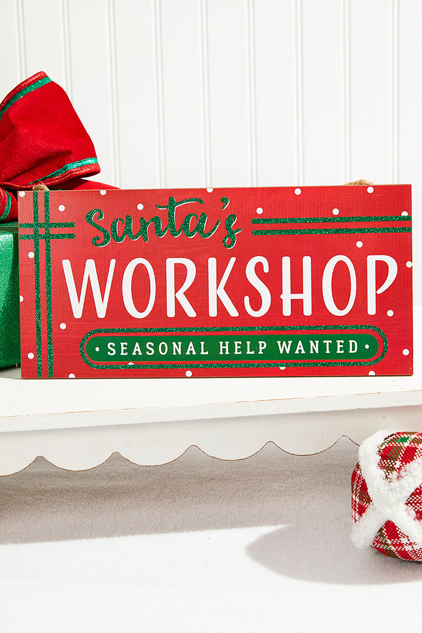 12.5"L x 6"H Santa's Workshop Sign - Decorator's Warehouse