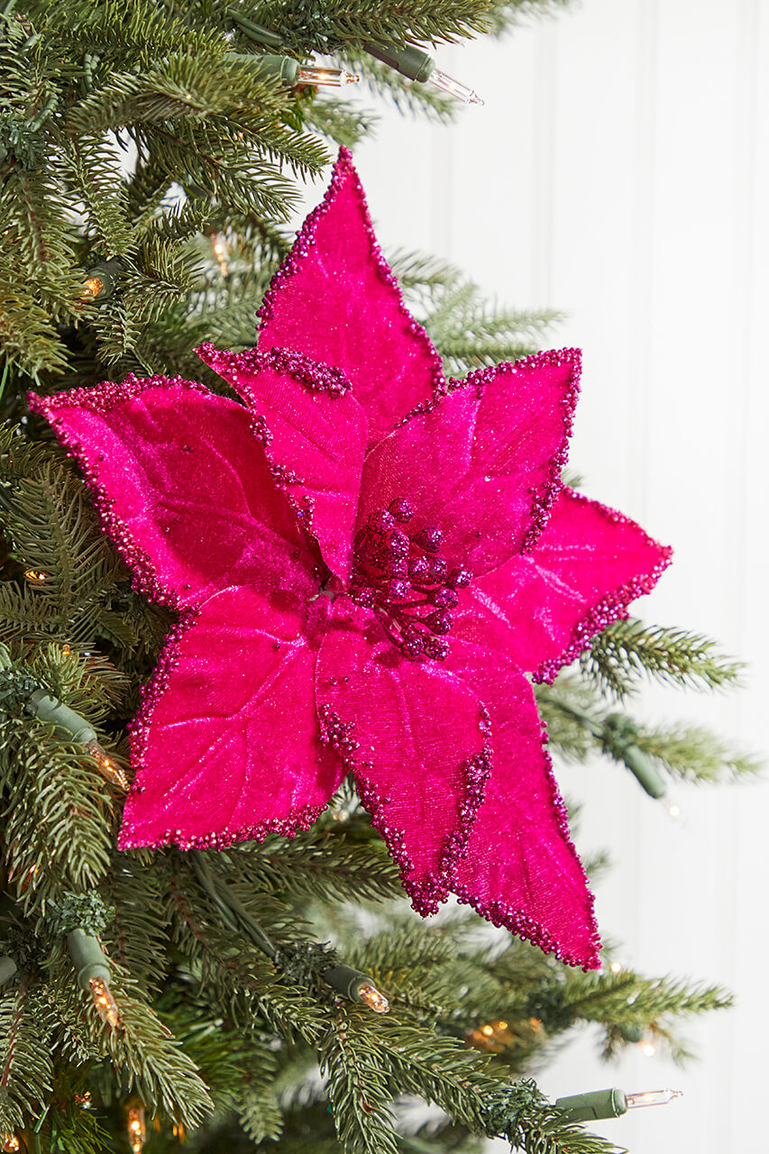 19" x 12" Fuchsia Poinsettia Stem - Decorator's Warehouse