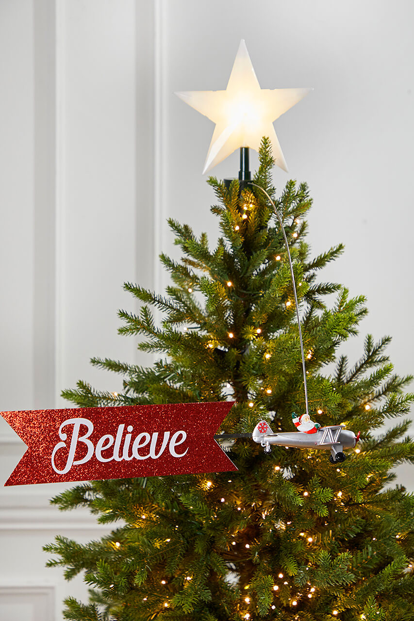 Santa's Biplane Tree Topper - Decorator's Warehouse