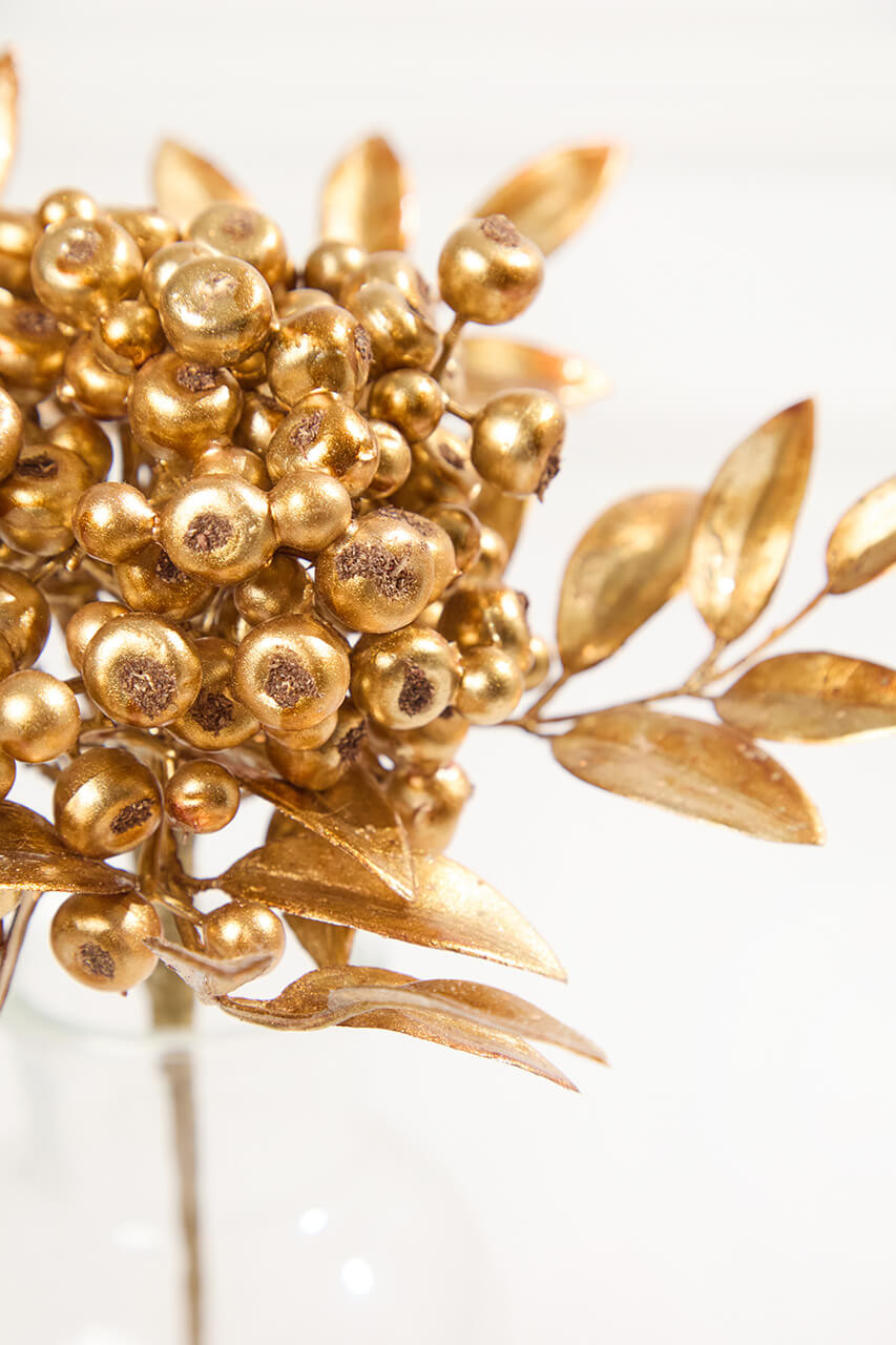 14" Antique Gold Metallic Berry Bunch - Decorator's Warehouse