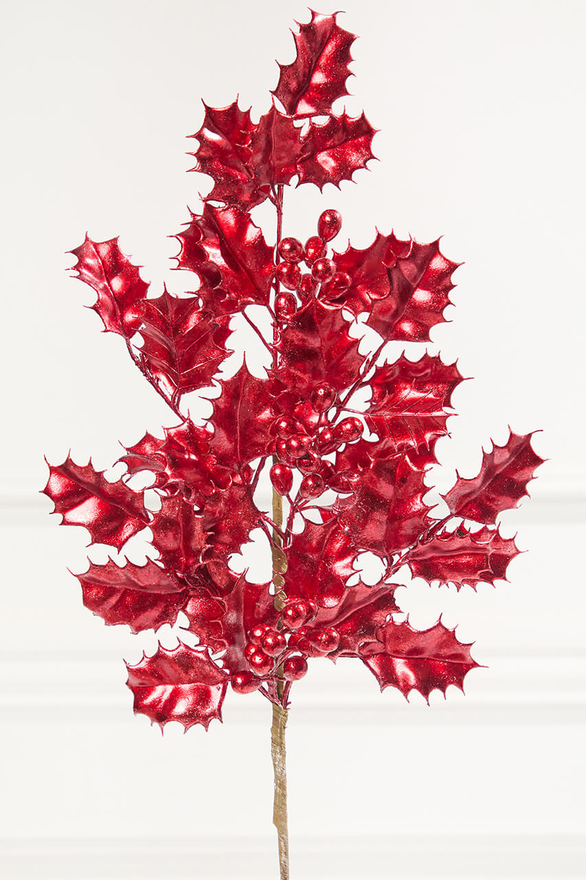 30” Holly Stem With Red Berries - Decorator's Warehouse