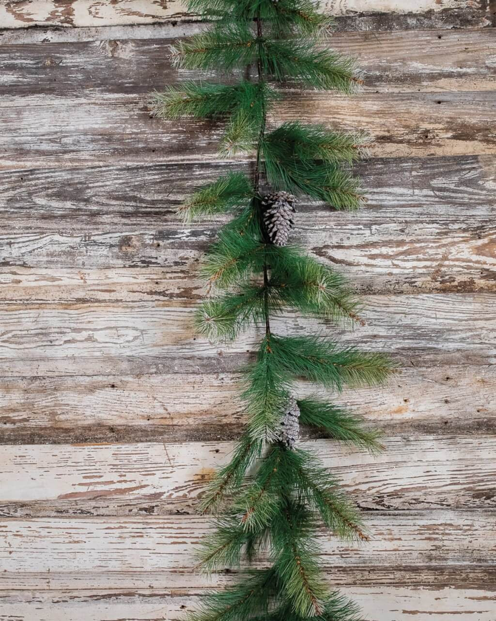 9’ X 14” Lit Flock Furry Pine Garland - Decorator's Warehouse