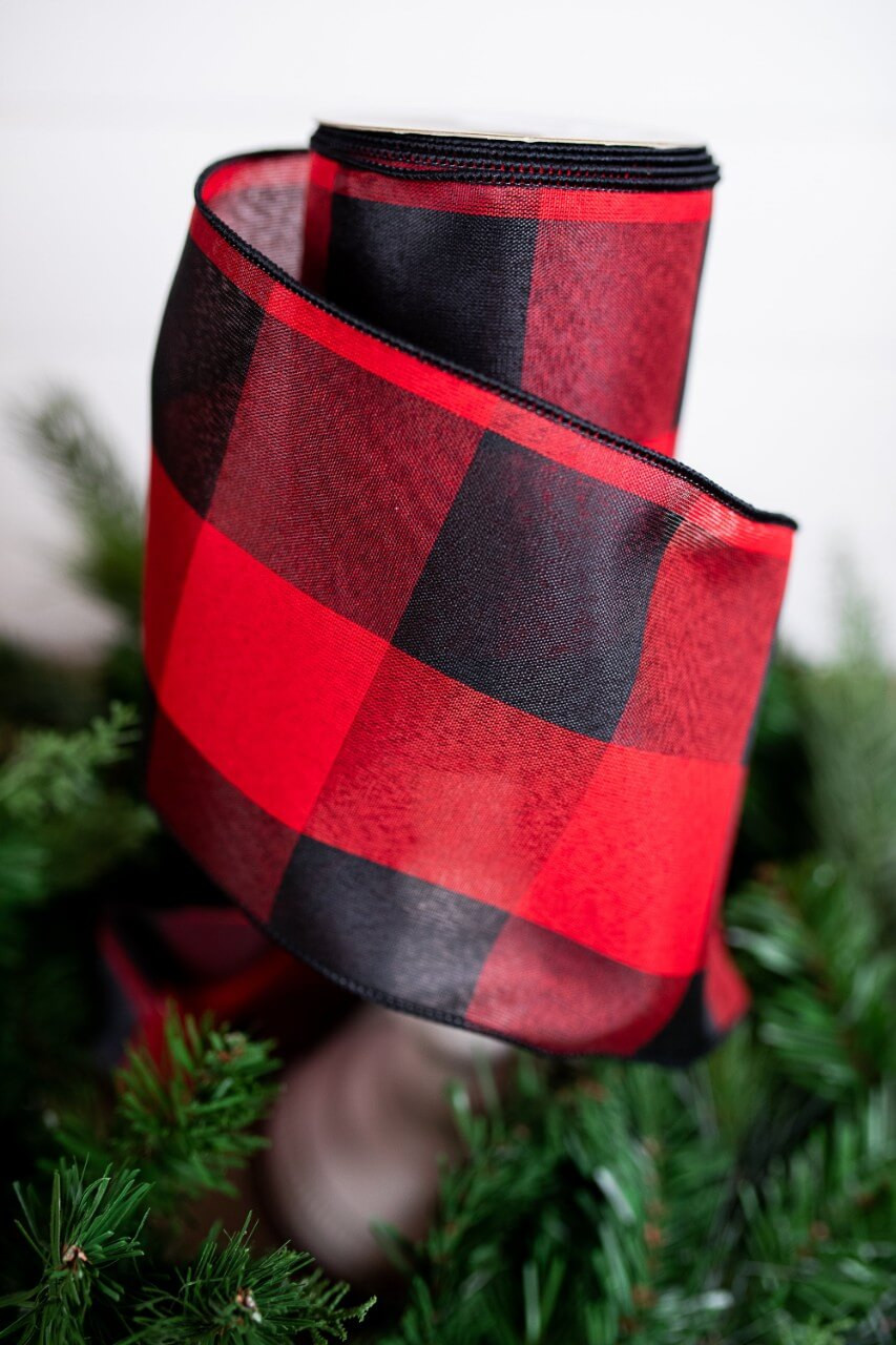 6” x 10yd Buffalo Check Christmas Ribbon - Decorator's Warehouse