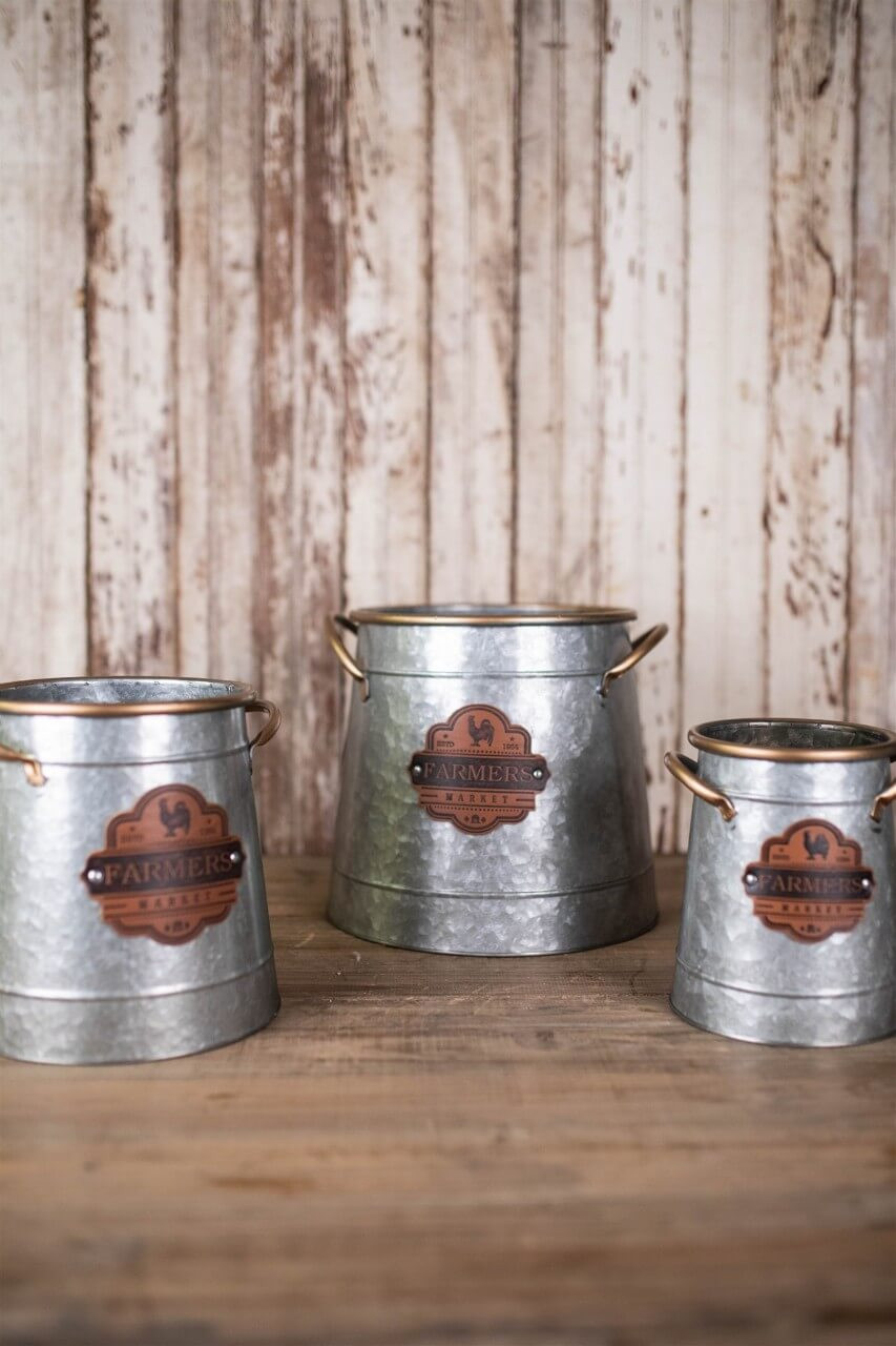 Nesting Metal Container w/Leather Medallion - Set of 3 - Decorator's ...