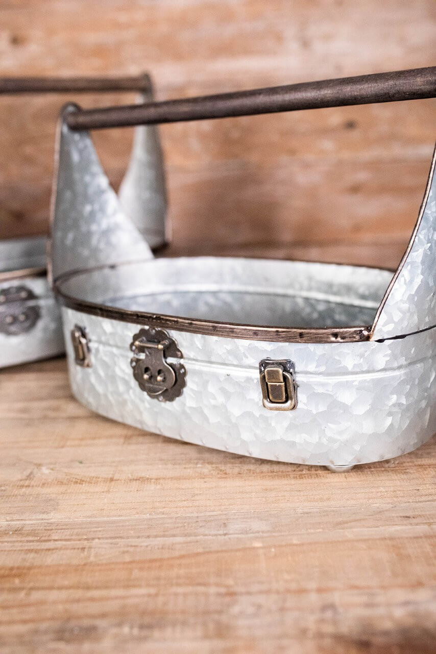 Nested Metal Antique Buckets with “Flower & Garden” Medallion - Set of ...