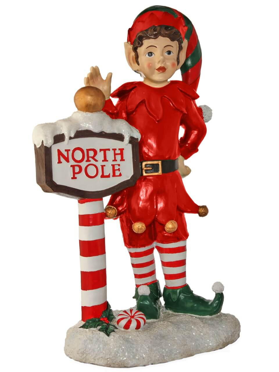 36" Resin Elf with North Pole Sign