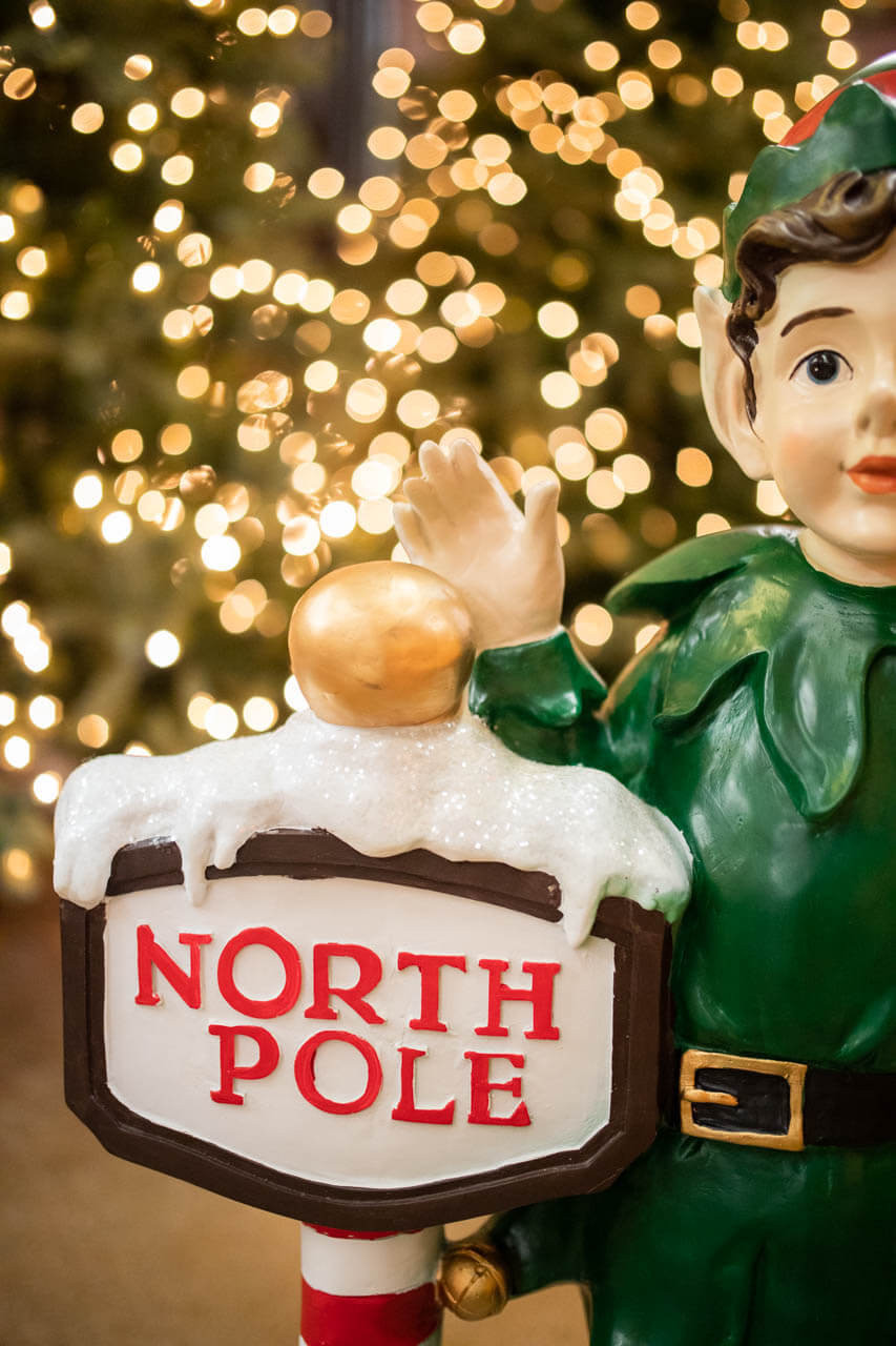 36" Resin Elf with North Pole Sign