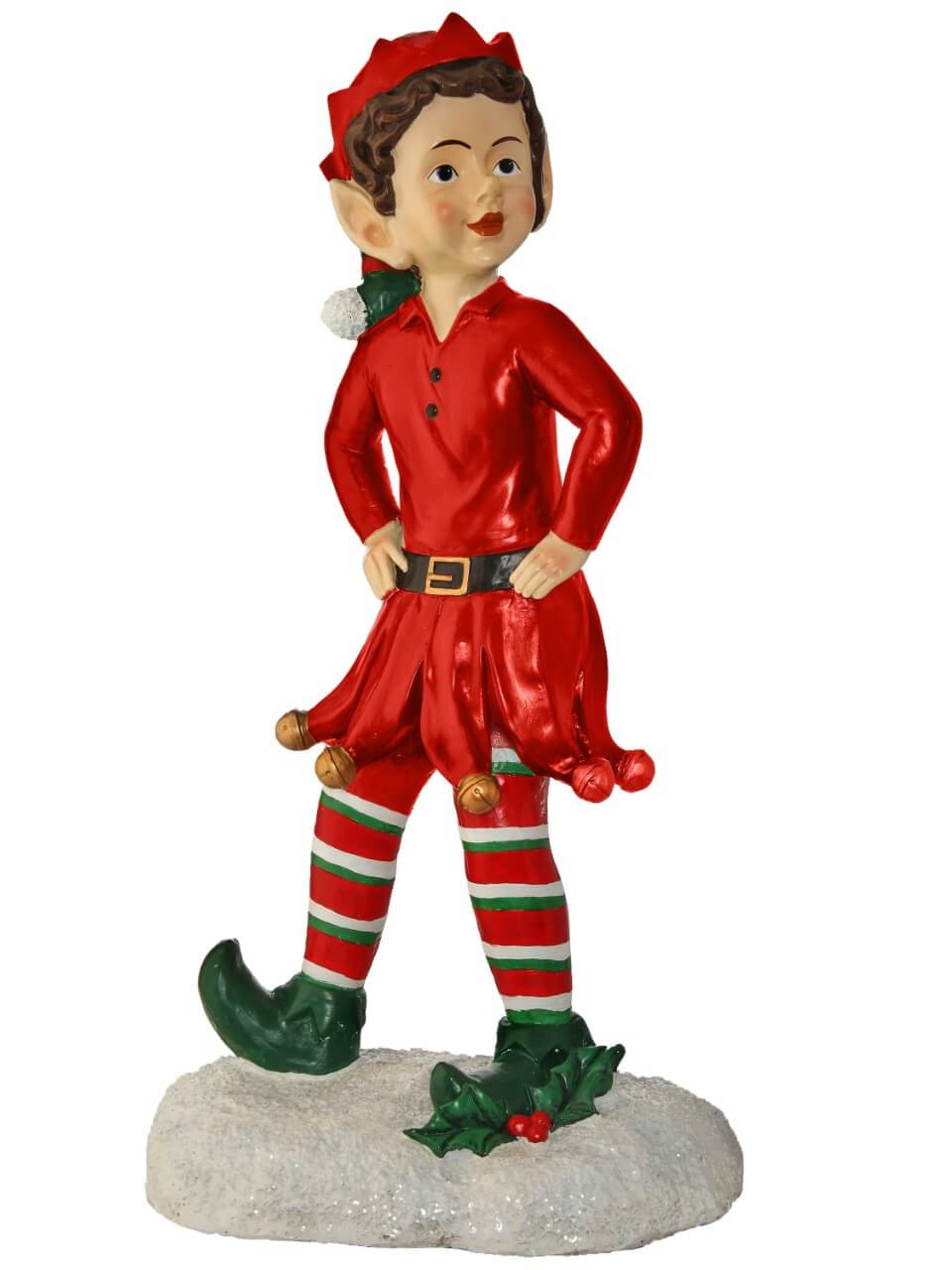 36" Resin Walking Polar Bear with Scarf