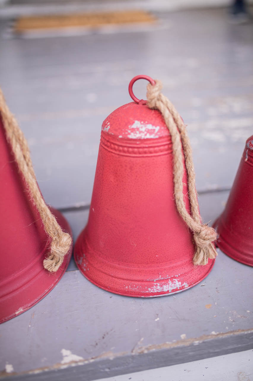 Red Tin Bells - Set of 3