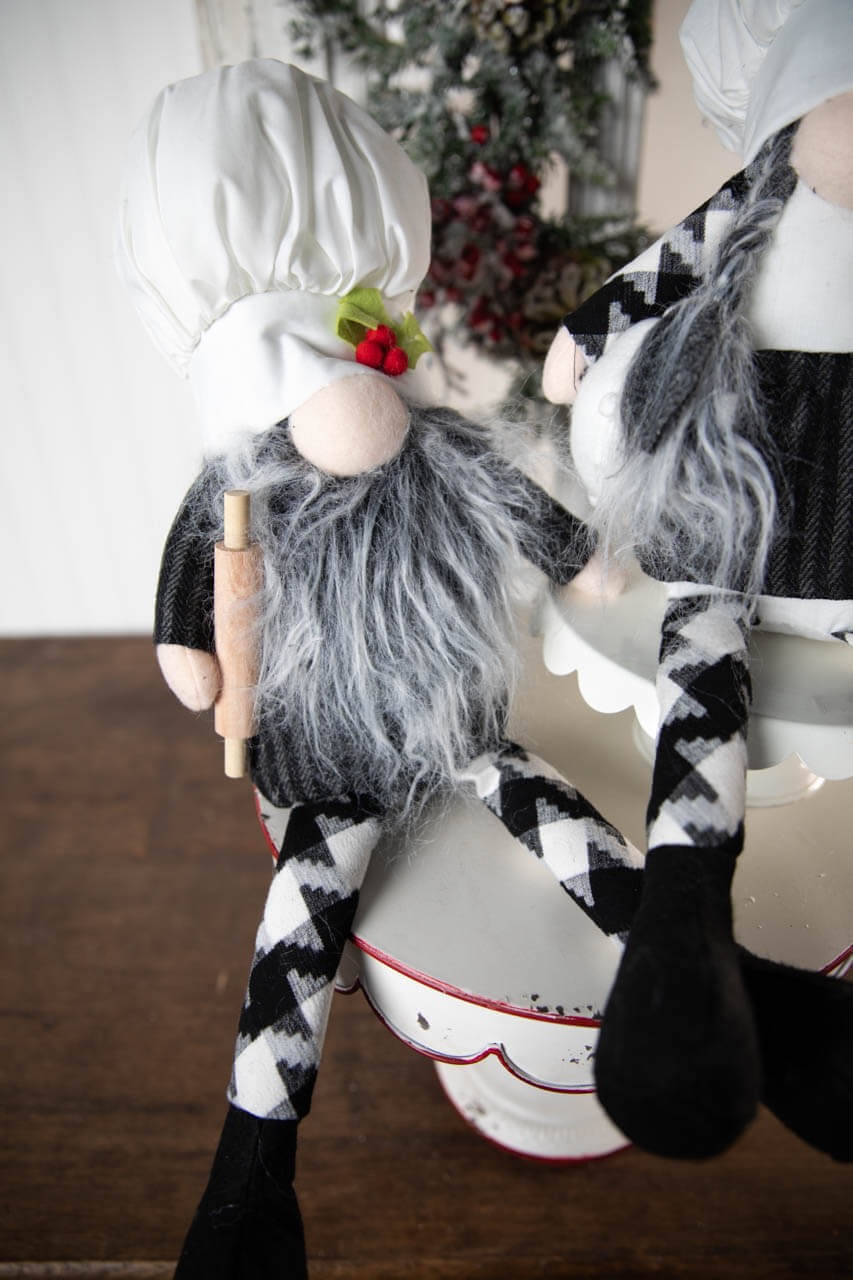 16” Plush Chef Gnome Shelf Sitter - Cranberry Christmas Accents