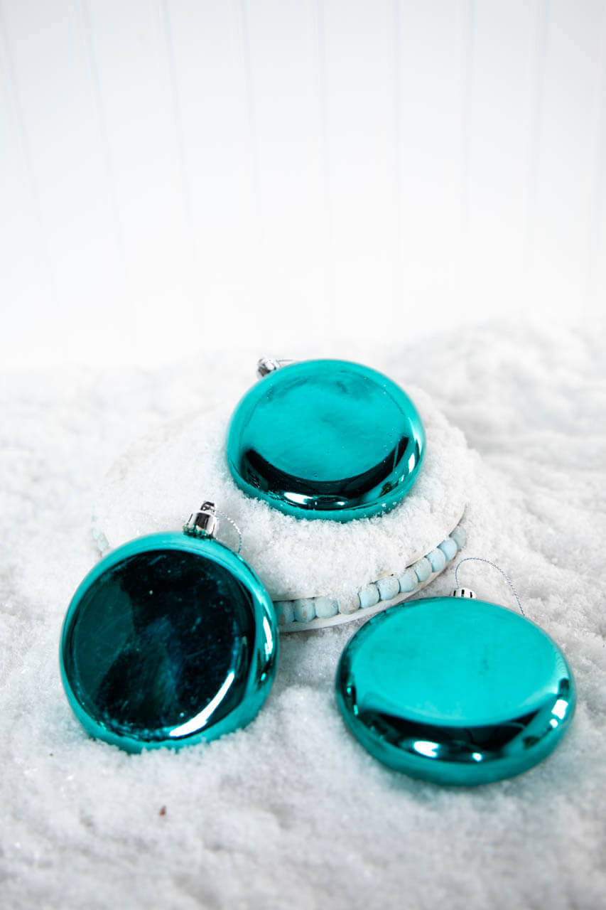 10cm Shiny Midnight Blue Round Disk Ornaments - Set of 6 - Decorator's ...