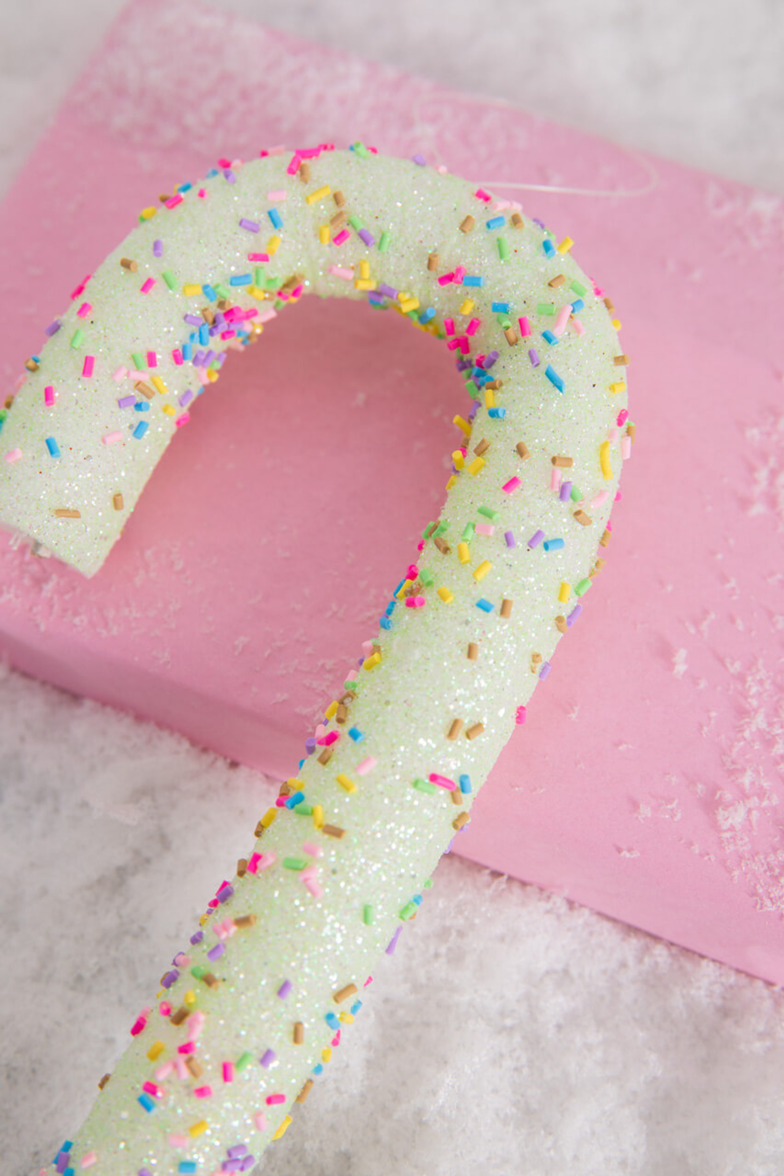 10” Green Sprinkle Candy Cane - Decorator's Warehouse