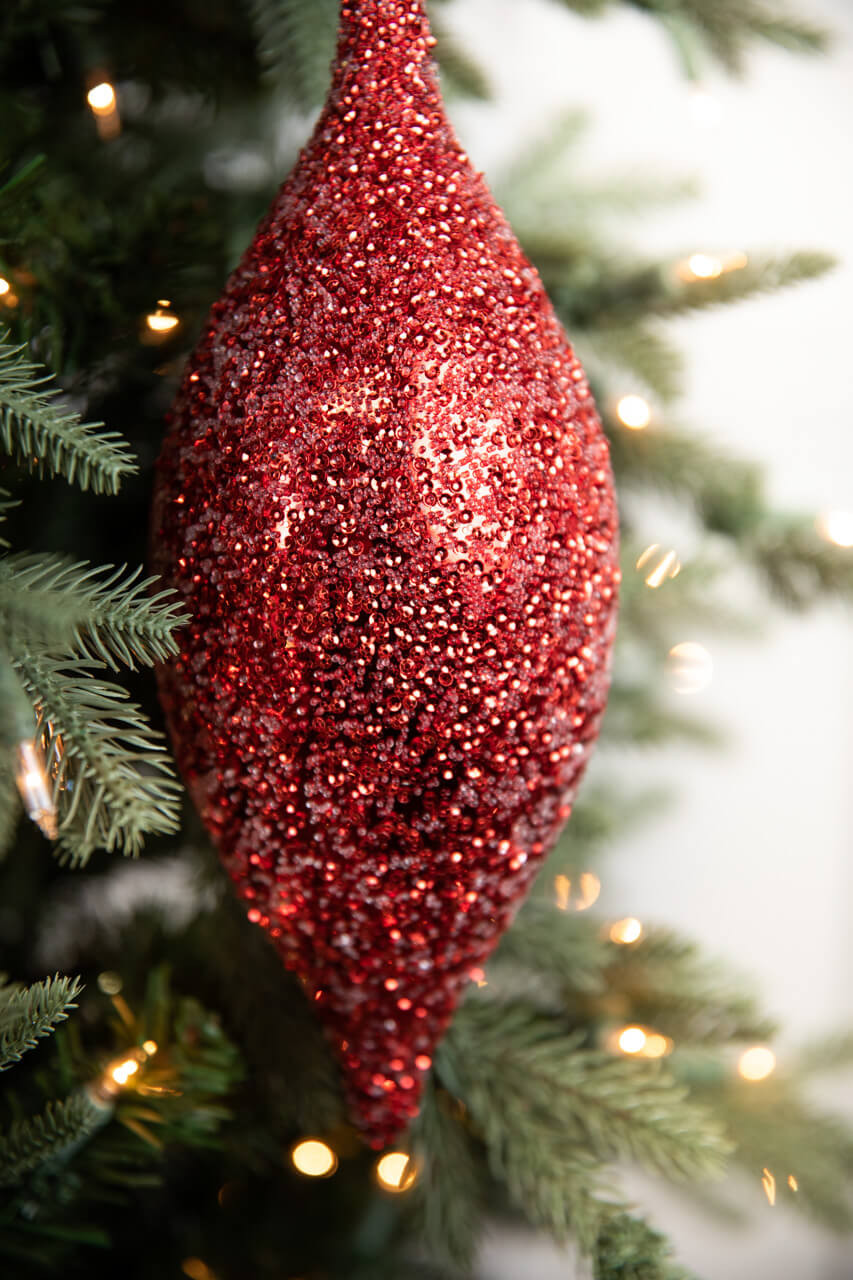 12" Beaded Finial Ornament - Red - Decorator's Warehouse