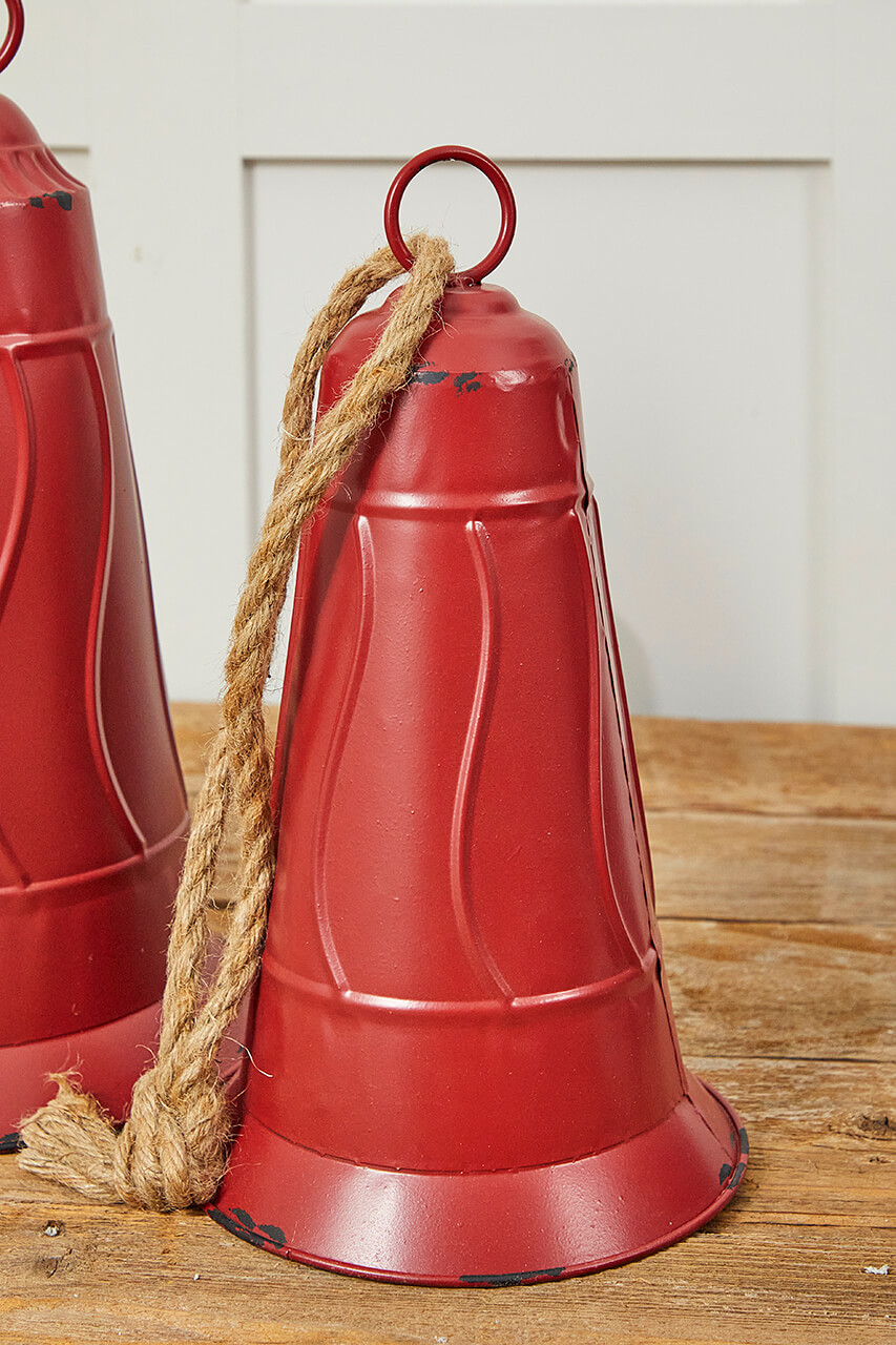 Rustic Red Metal Bell Ornament - Decorator's Warehouse
