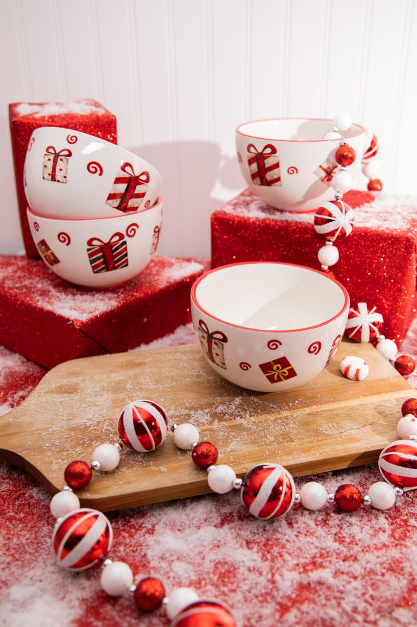 3.5” Happy Santa Holiday Ceramic Bowls - Set of 4 - Decorator's Warehouse