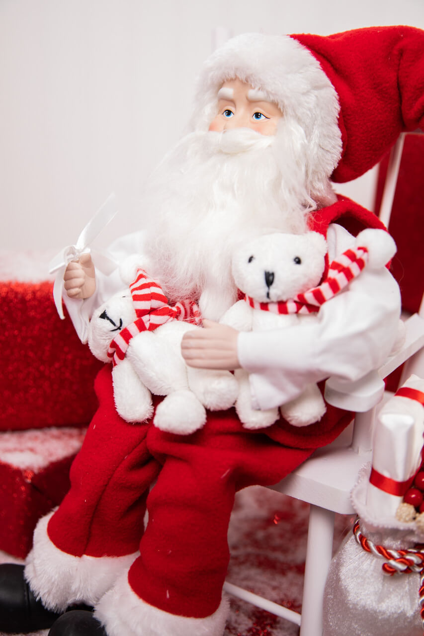 14” Santa in Chair With Bears - Decorator's Warehouse