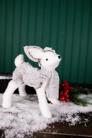9” Styrofoam White and Gray Deer Figurine - Decorator's Warehouse