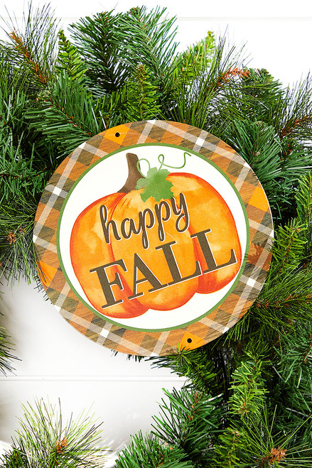8" Metal Happy Fall/Pumpkin - Decorator's Warehouse