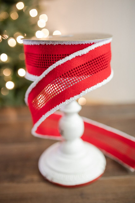 4" x 10 Yard Red with Snow Edge Ribbon