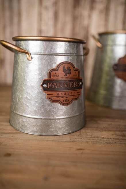 Nesting Metal Container w/Leather Medallion - Set of 3 - Decorator's ...