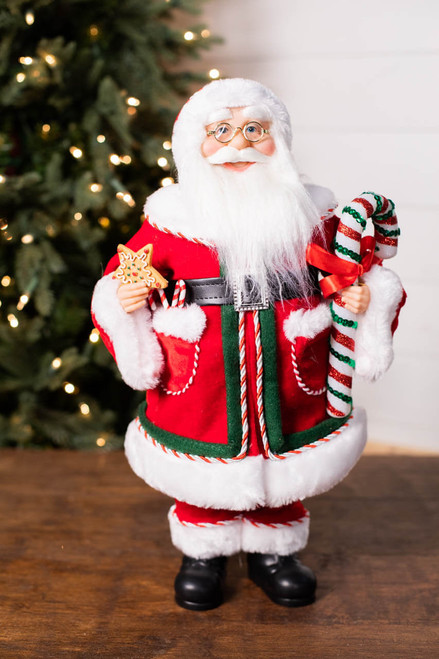 18” Red Santa With Wreath - Decorator's Warehouse