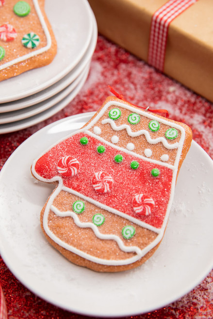 5" Gingerbread Mitten/Stocking Ornament - Decorator's Warehouse
