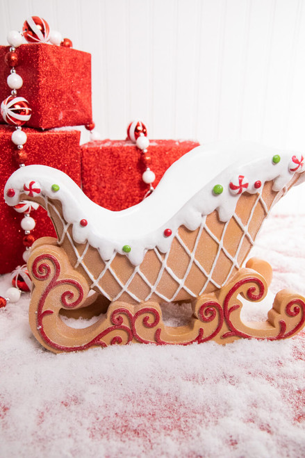 16” Resin Gingerbread Sleigh - Decorator's Warehouse