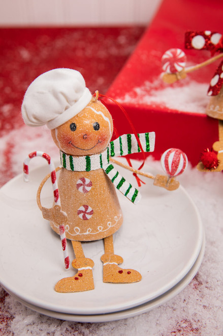 5” Metal Frosty Gingerbread Ornament - Decorator's Warehouse
