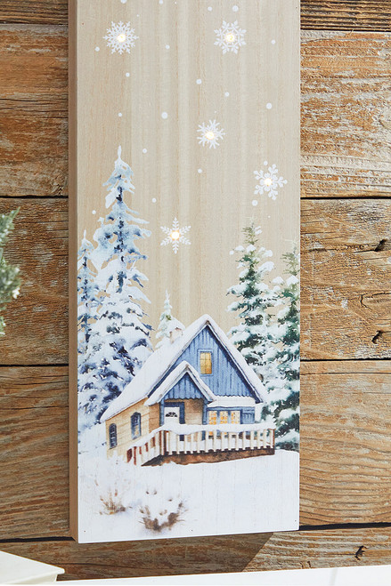 24” Lighted Winter Wood Wall Art - Decorator's Warehouse