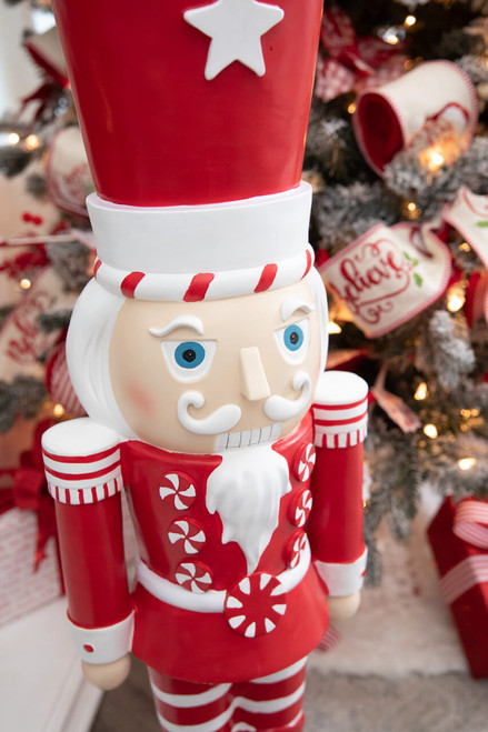 35.8” Resin Red and White Peppermint Nutcracker Decoration - Decorator ...