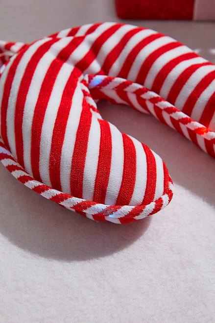 24” LED Hanging Plush Peppermint Velvet Candy Cane - Decorator's Warehouse