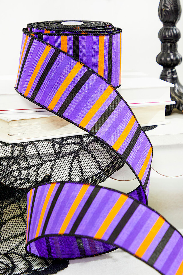 2.5" x 10 Yard Horizontal Stripe/Royal Ribbon - Decorator's Warehouse