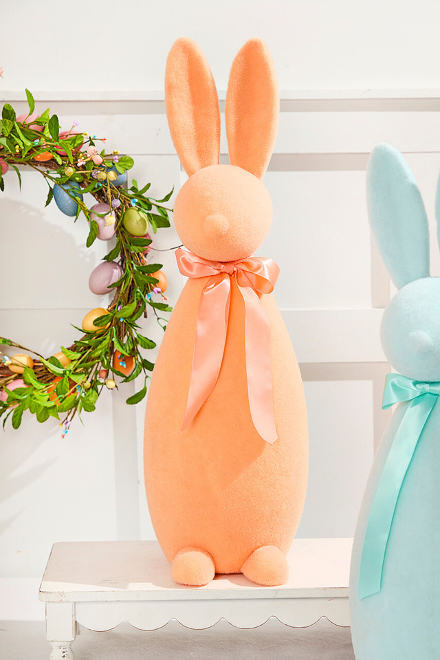 26" Large Flocked Easter Bunnies - Decorator's Warehouse