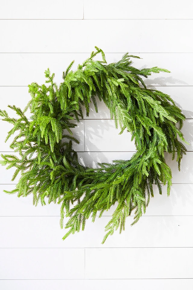 30" Just Cut Real Touch Norfolk Pine Wreath - Decorator's Warehouse